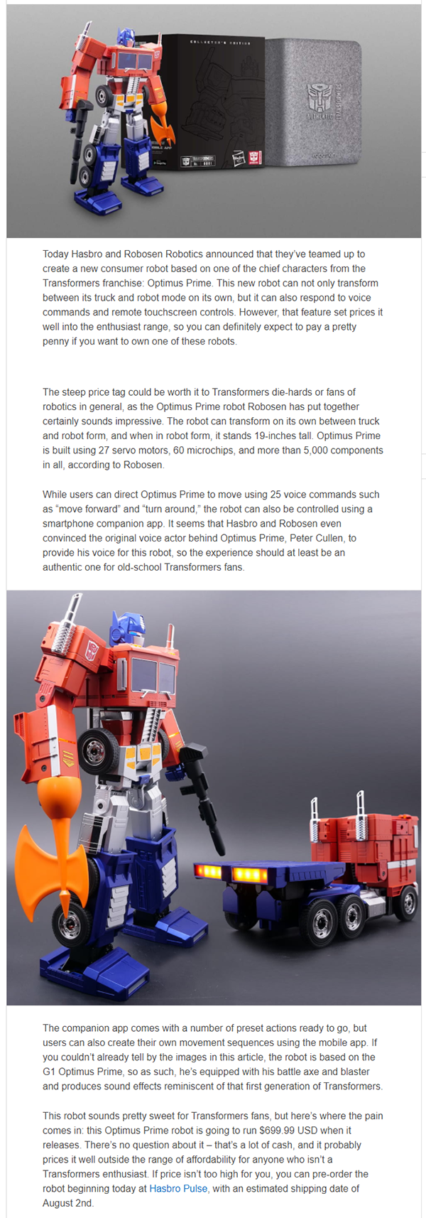 Transformers Optimus Prime Auto-Converting Programmable Advanced Robot ...