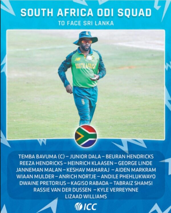 South Africa name squads for white-ball tour of SL