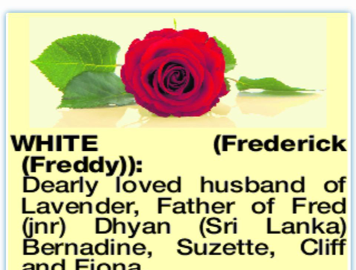 FREDERICK WHITE BORN 1930 – 13 AUGUST 2022 - ONE OF CEYLON’S BEST EVER ...