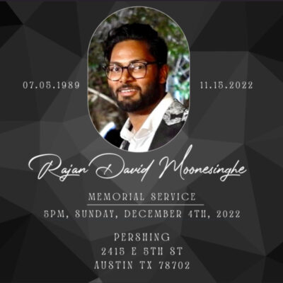 Rajan Moonesinghe (33) Passed Away in Austin, Texas Funeral in Los ...