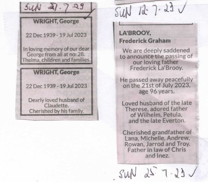 Obituaries – July 2023